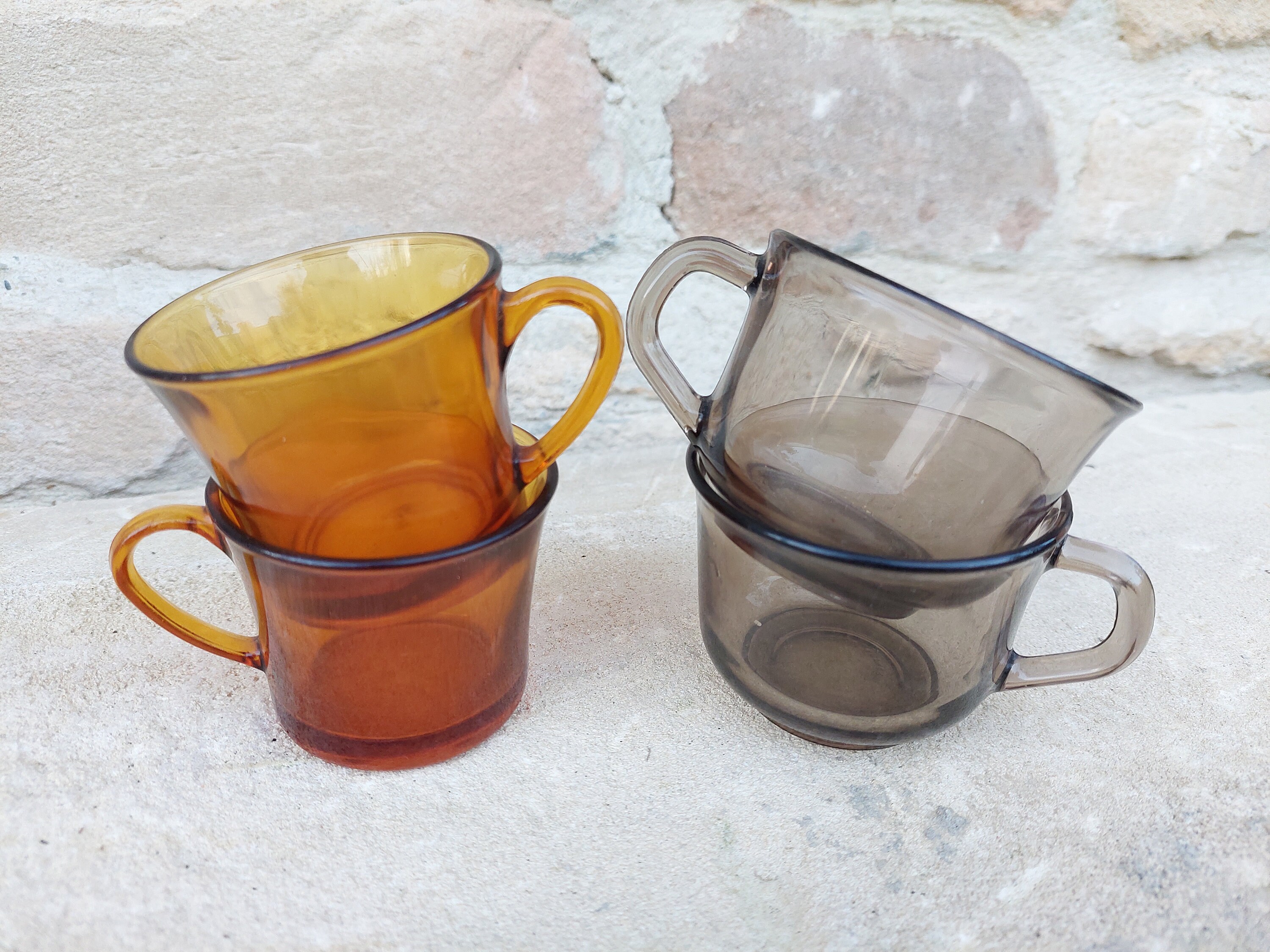Assortment of 4 Arcoroc Coffee Cups and Durable Smoked - Etsy