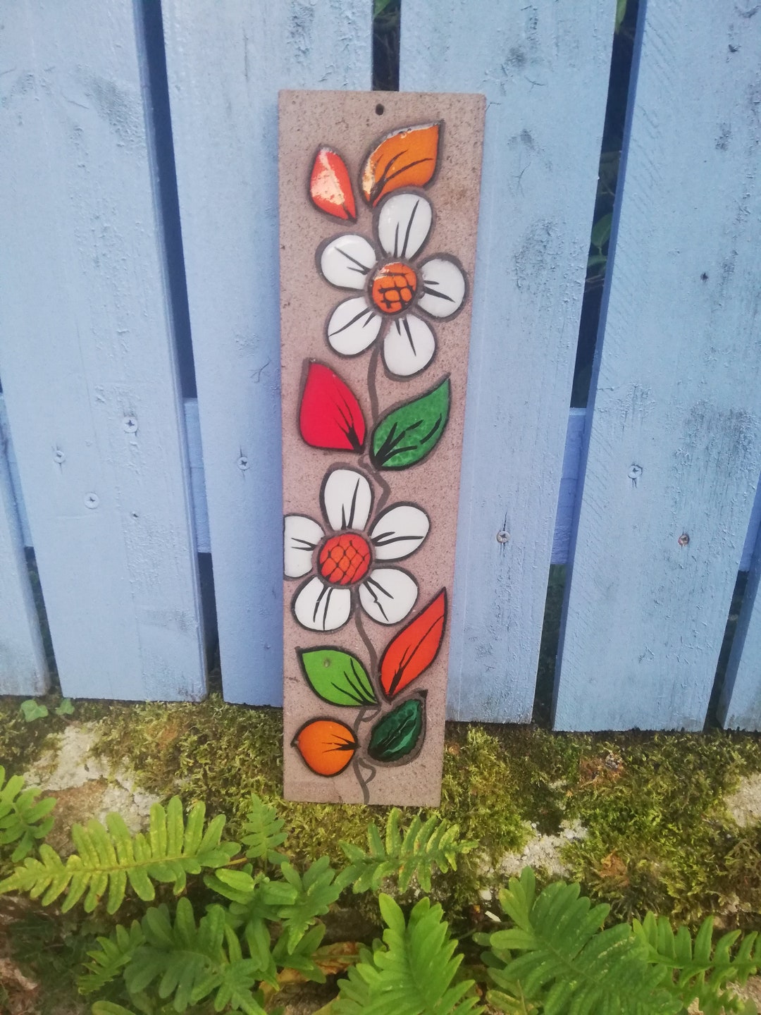 Large Enamelled Lava Plate Decorated With Flowers 70s - Etsy