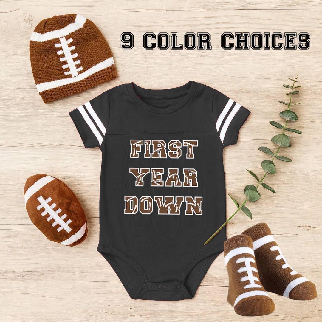 1st Year Down First Birthday Football Uniform Jersey Outfit Set - Etsy