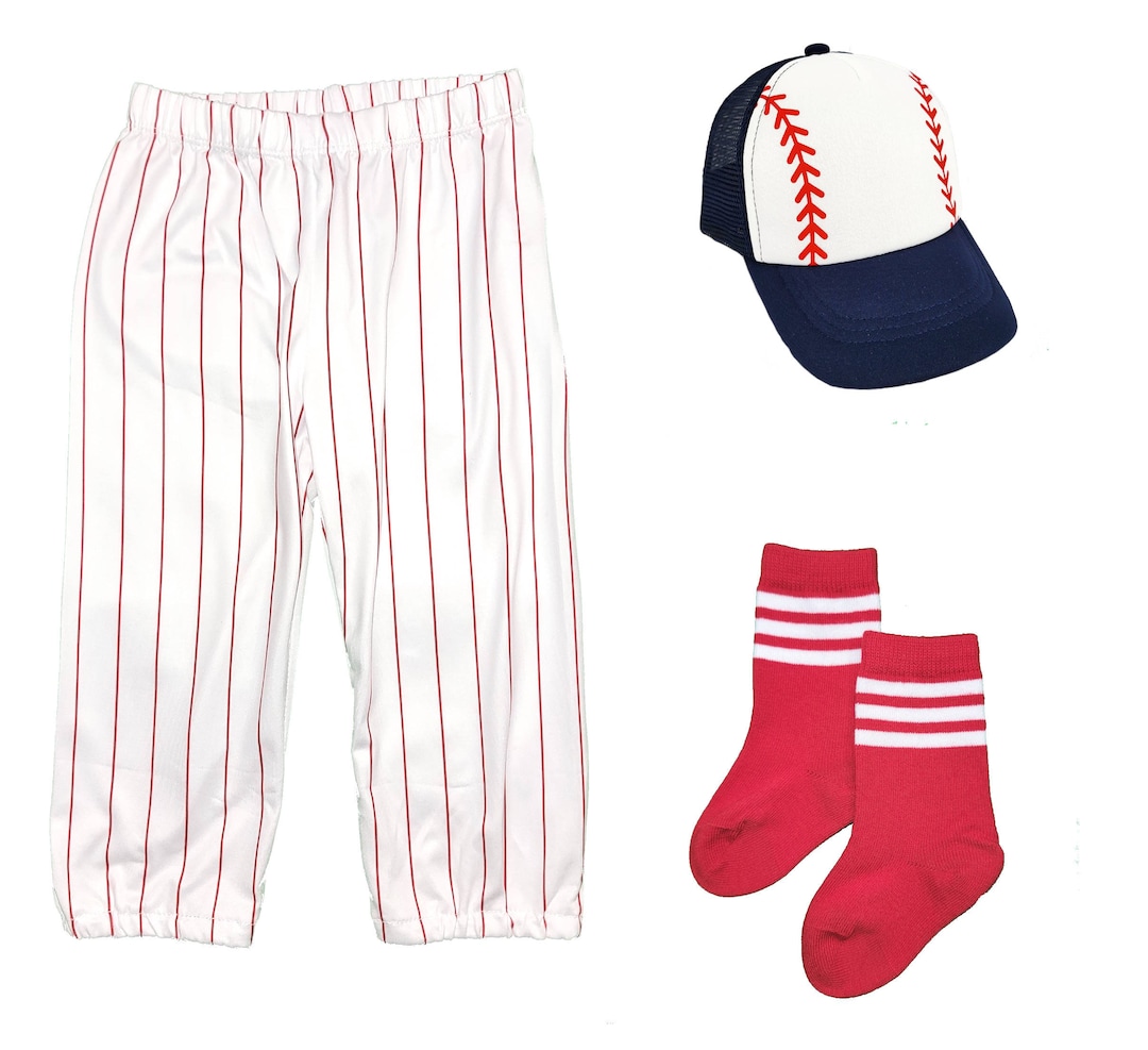 Red Pinstripe Baseball Pants Hat and Red Socks - Etsy