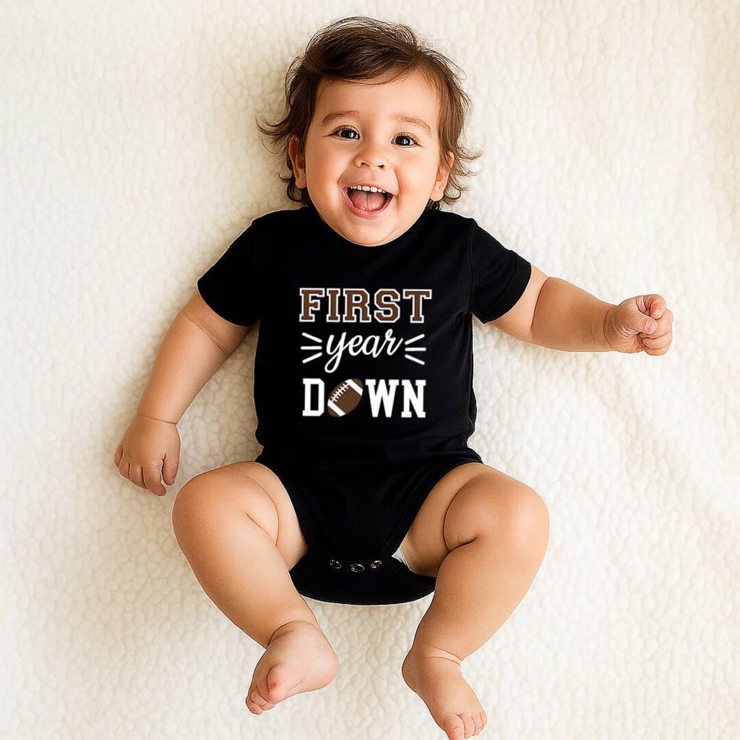 First Year Down Personalized Birthday Football Uniform Jersey Outfit ...
