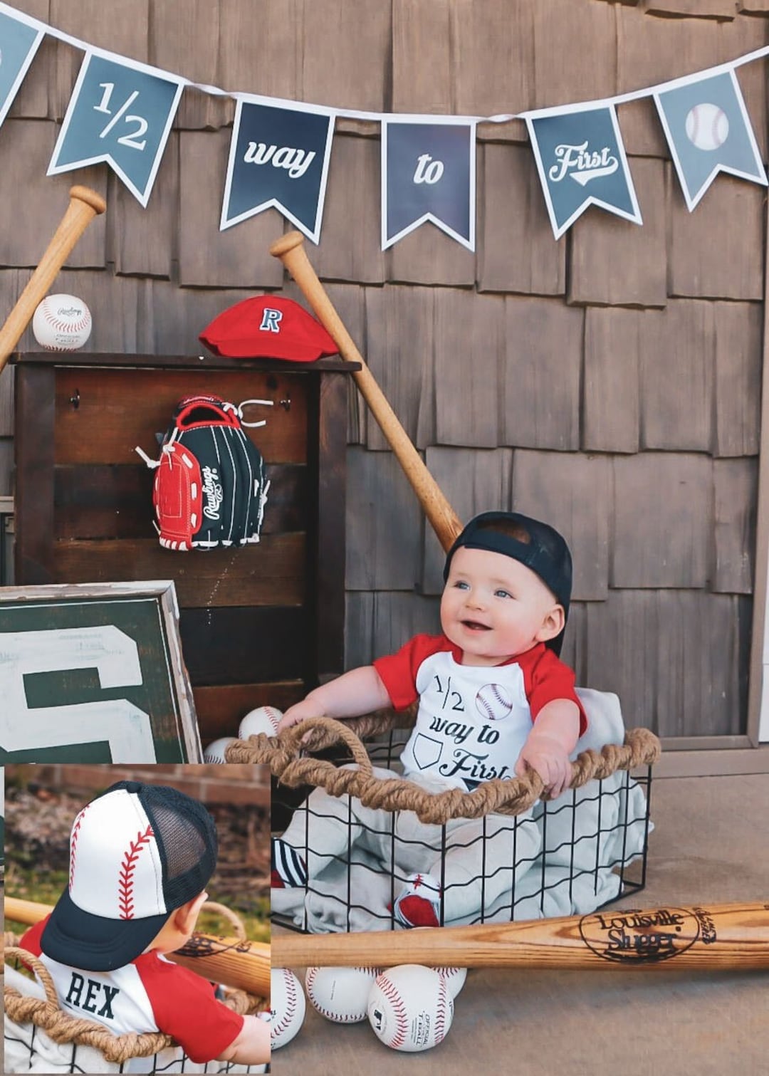 Personalized Halfway to First 6 Months Half Halfway Birthday Baseball ...