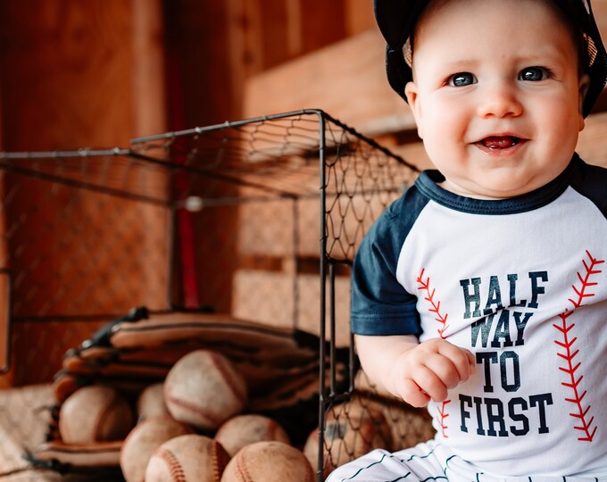 Halfway to First 6 Months Half Halfway Birthday Personalized Baseball ...