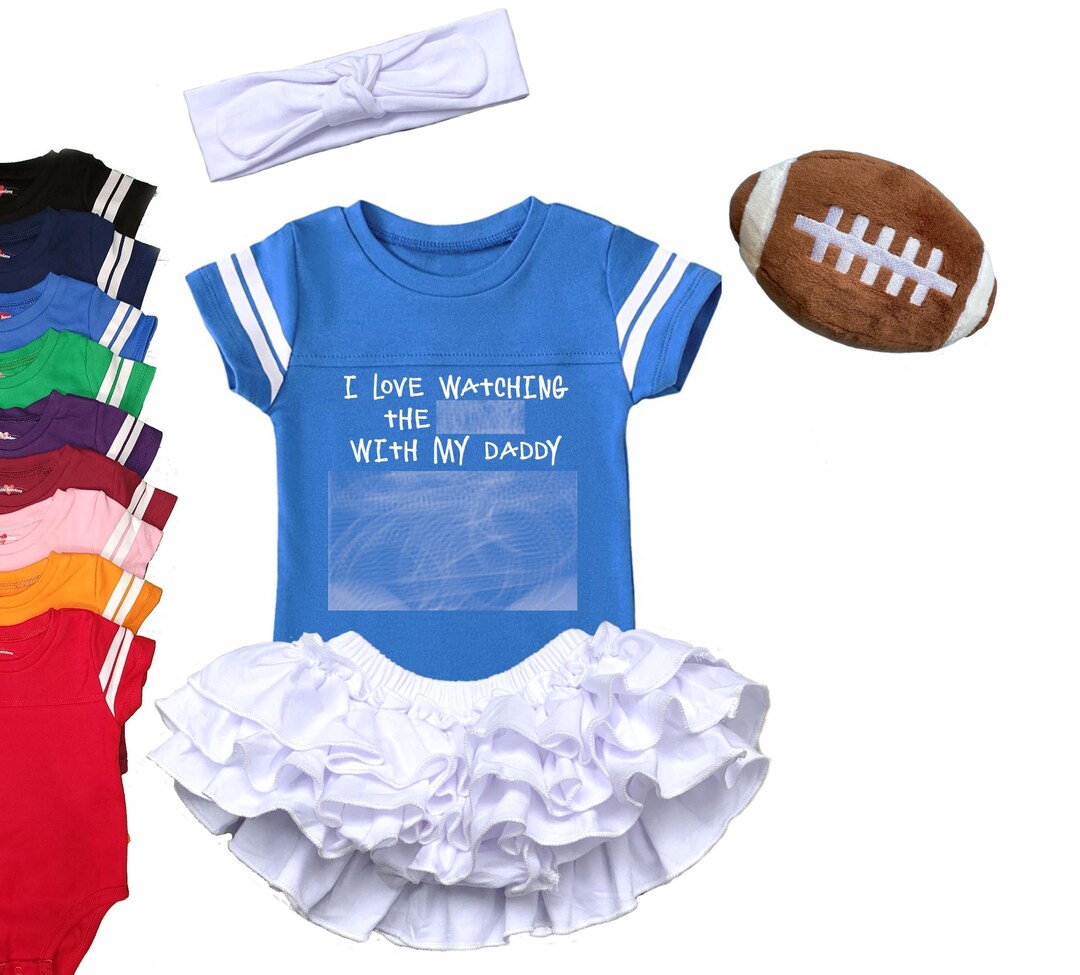 Girls Royal Blue Football Uniform Jersey With Daddy Choose Team Daddy ...