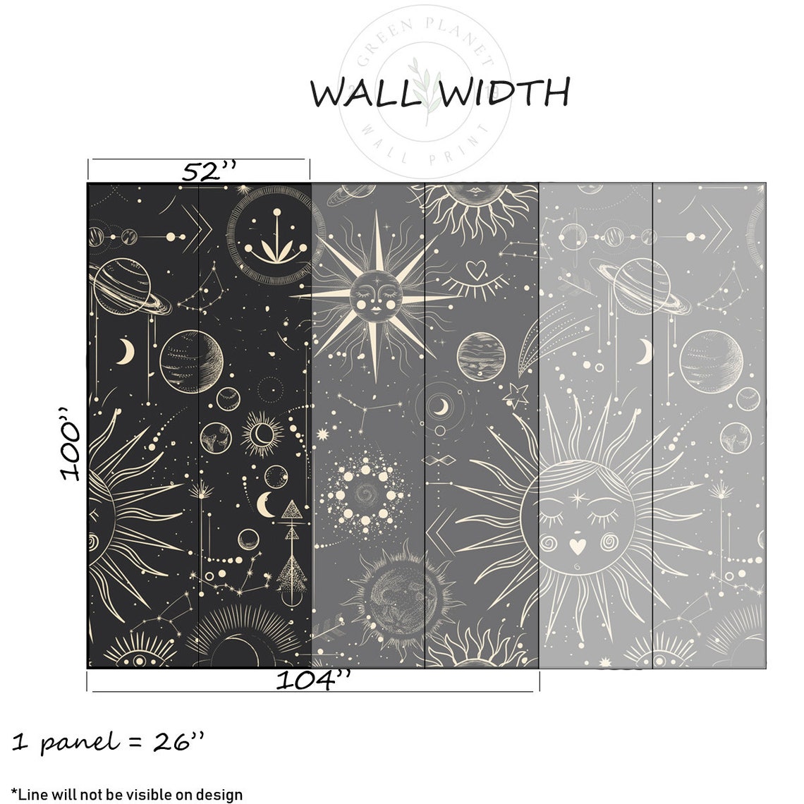 Moon Phases on Dark Background Wall Mural Removable Peel & - Etsy