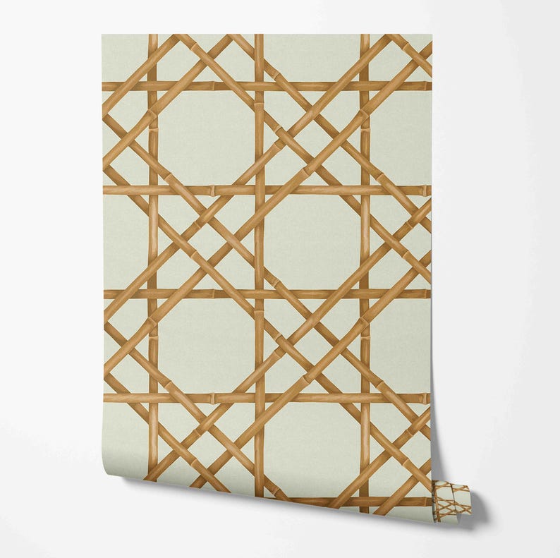 Cane Weave Bamboo Wallpaper | Geometric Style Peel & Stick | Pre-pasted ...