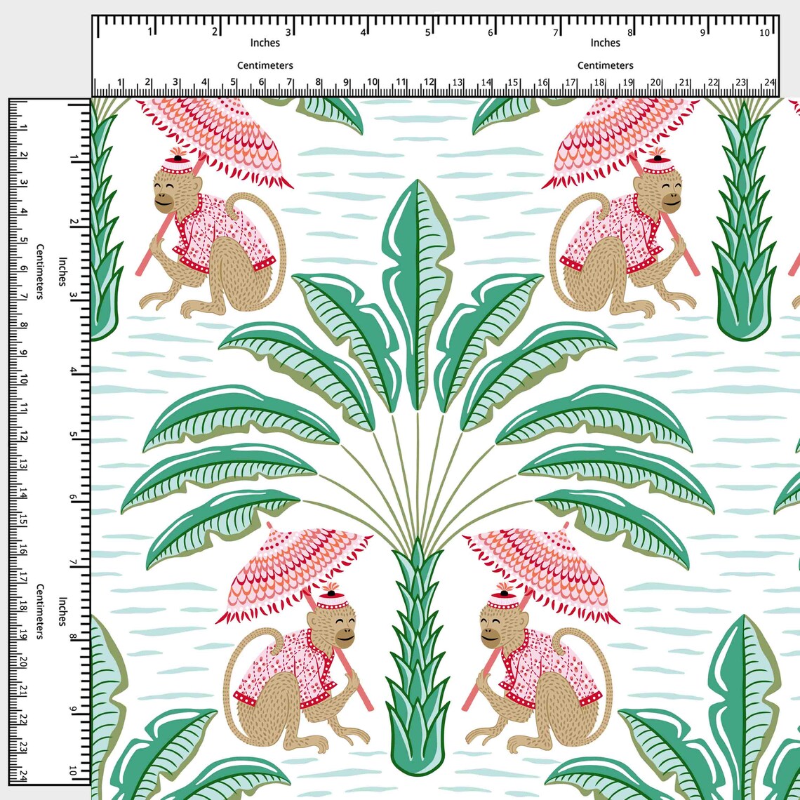 Tropical Monkeys Fabric by the Yard - Pattern Fabric for Home Projects ...