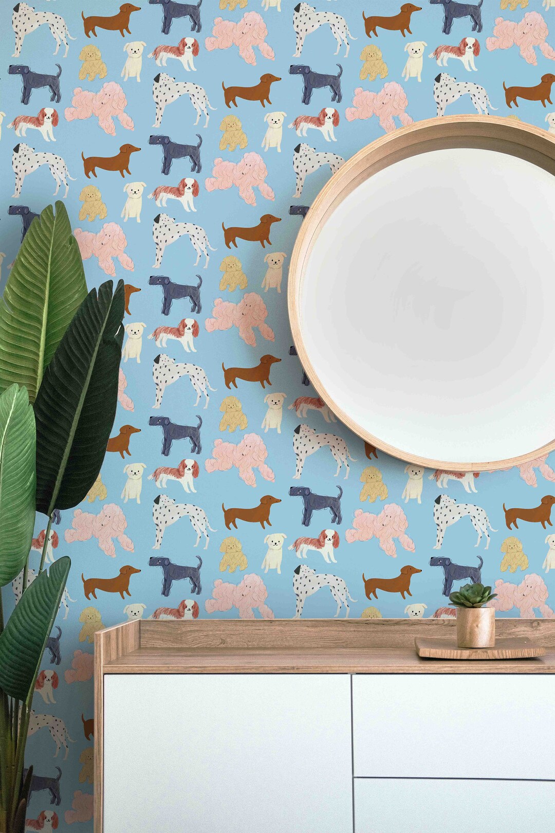 Peel & Stick Wallpaper - Dog Pattern Pattern - Removable Pre-pasted ...
