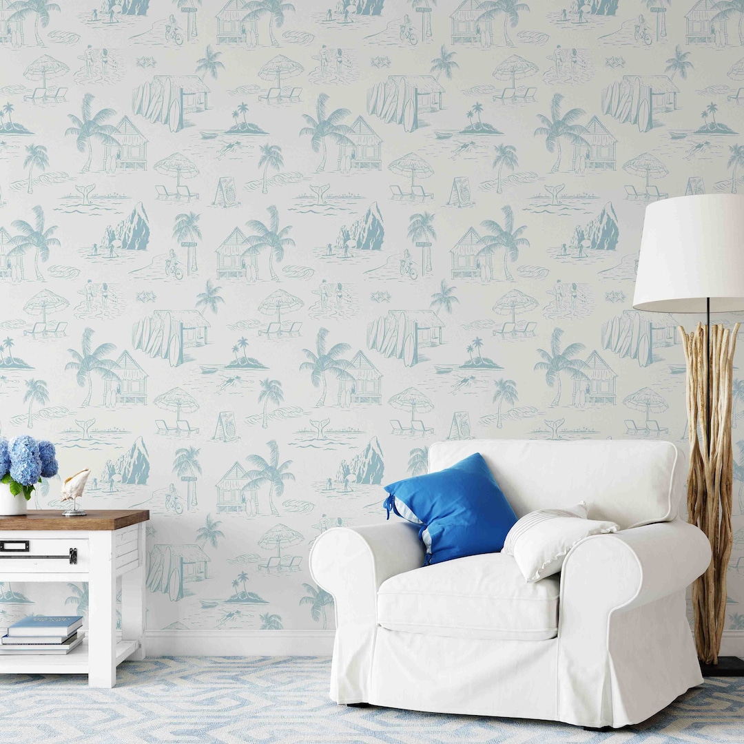 Peel & Stick Wallpaper - Playa Vista Pattern - Pre-pasted and Unpasted ...