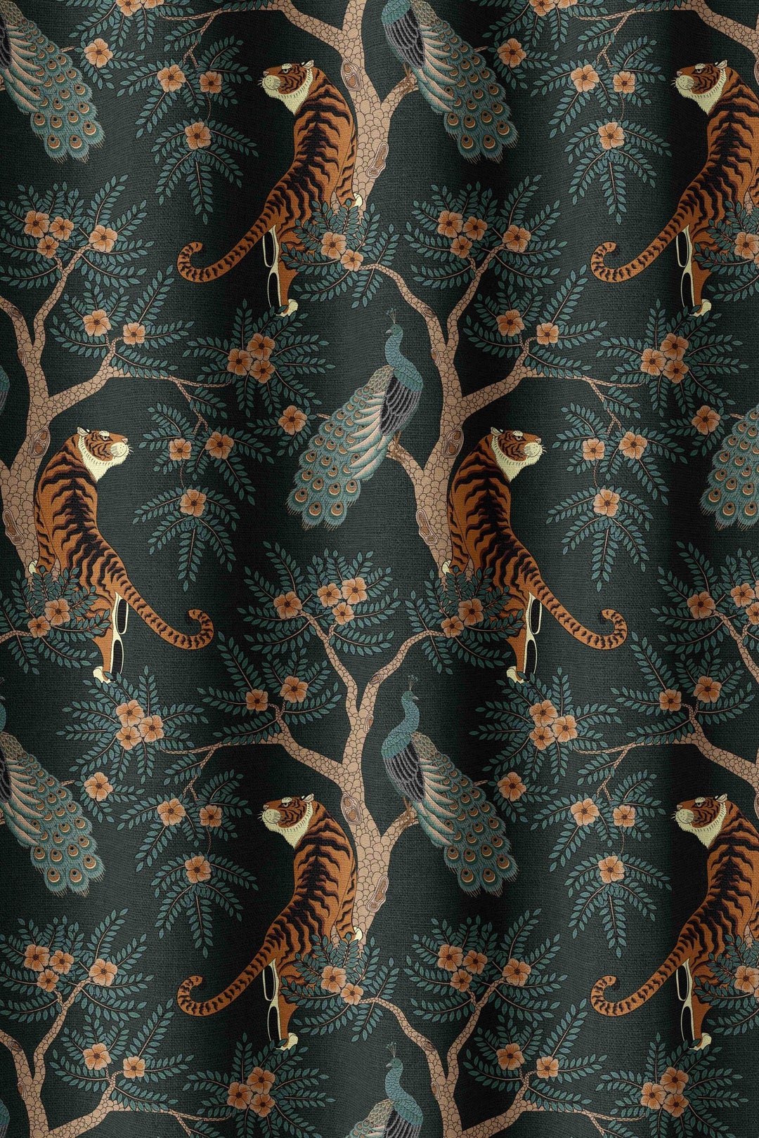 Tiger in the Woods Fabric by the Yard - Pattern Fabric for Home ...