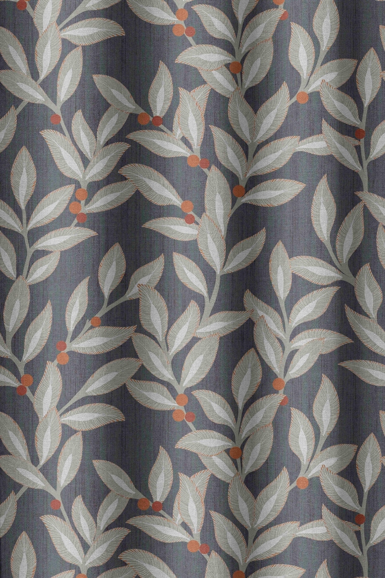 Trailing Leaves - Grey Fabric by the Yard - Pattern Fabric for Home ...