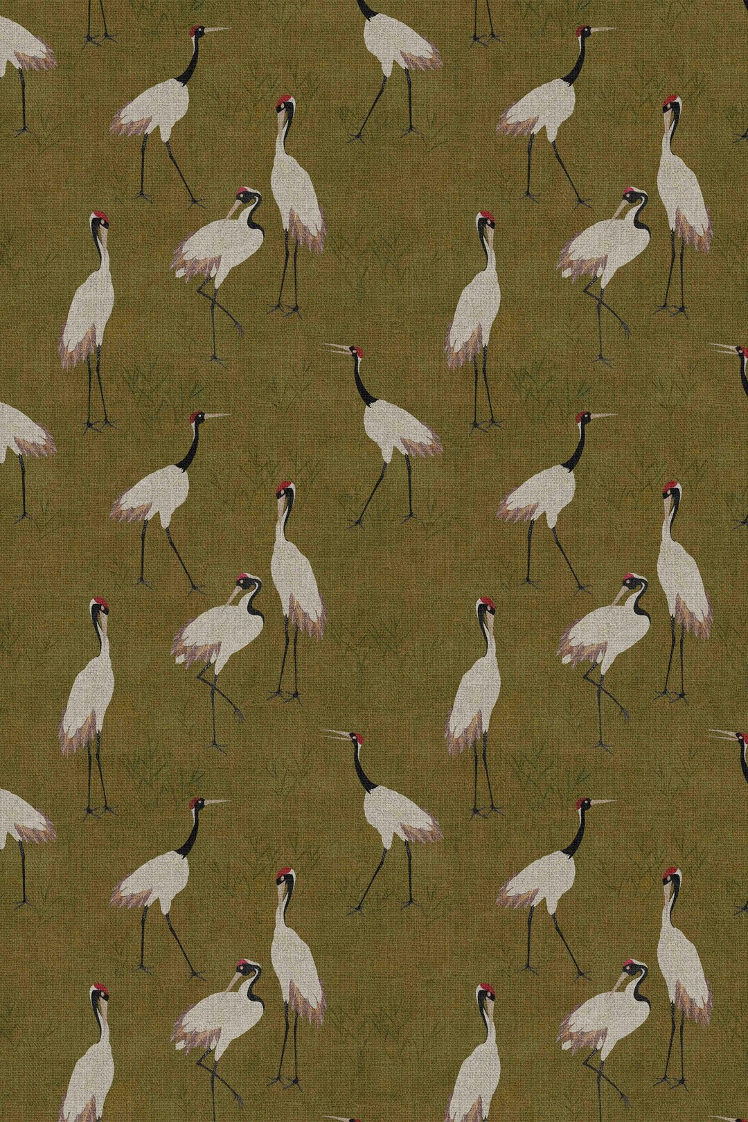 Chinoiserie Cranes Fabric by the Yard - Small Scale - Pattern Fabric ...