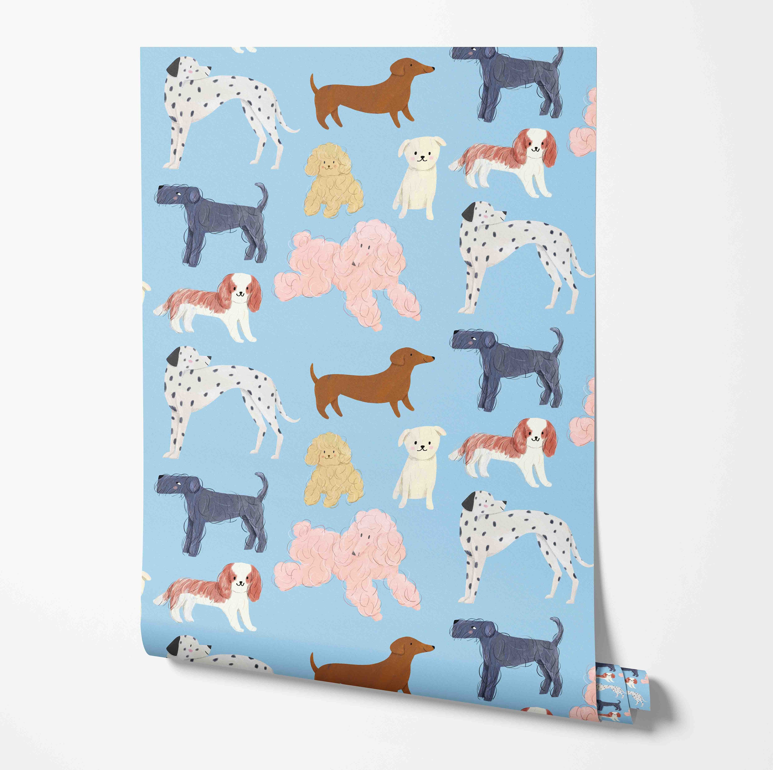 Peel & Stick Wallpaper - Dog Pattern Pattern - Removable Pre-pasted ...