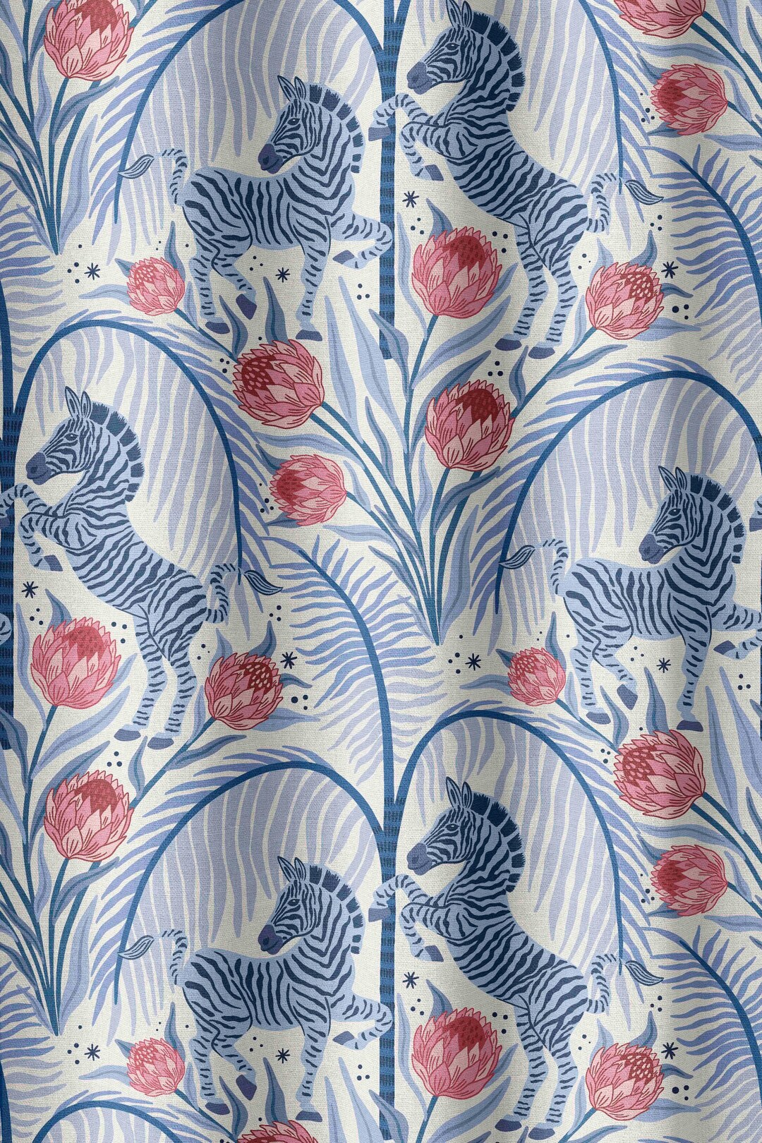 Zebra and Protea Fabric by the Yard - Pattern Fabric for Home Projects ...