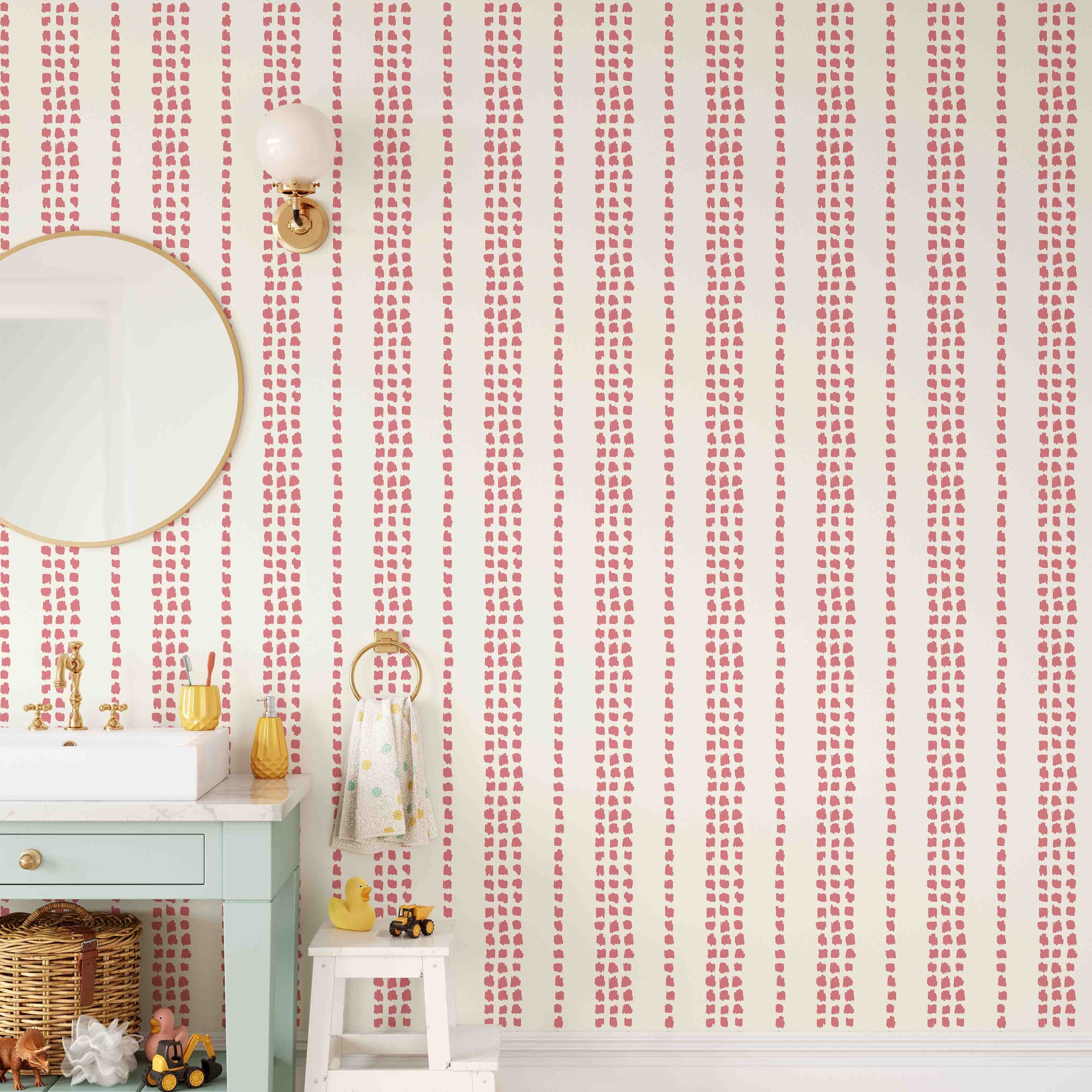 Relaxed Red Stripes Pattern Wallpaper Peel & Stick Pre-pasted Unpasted ...