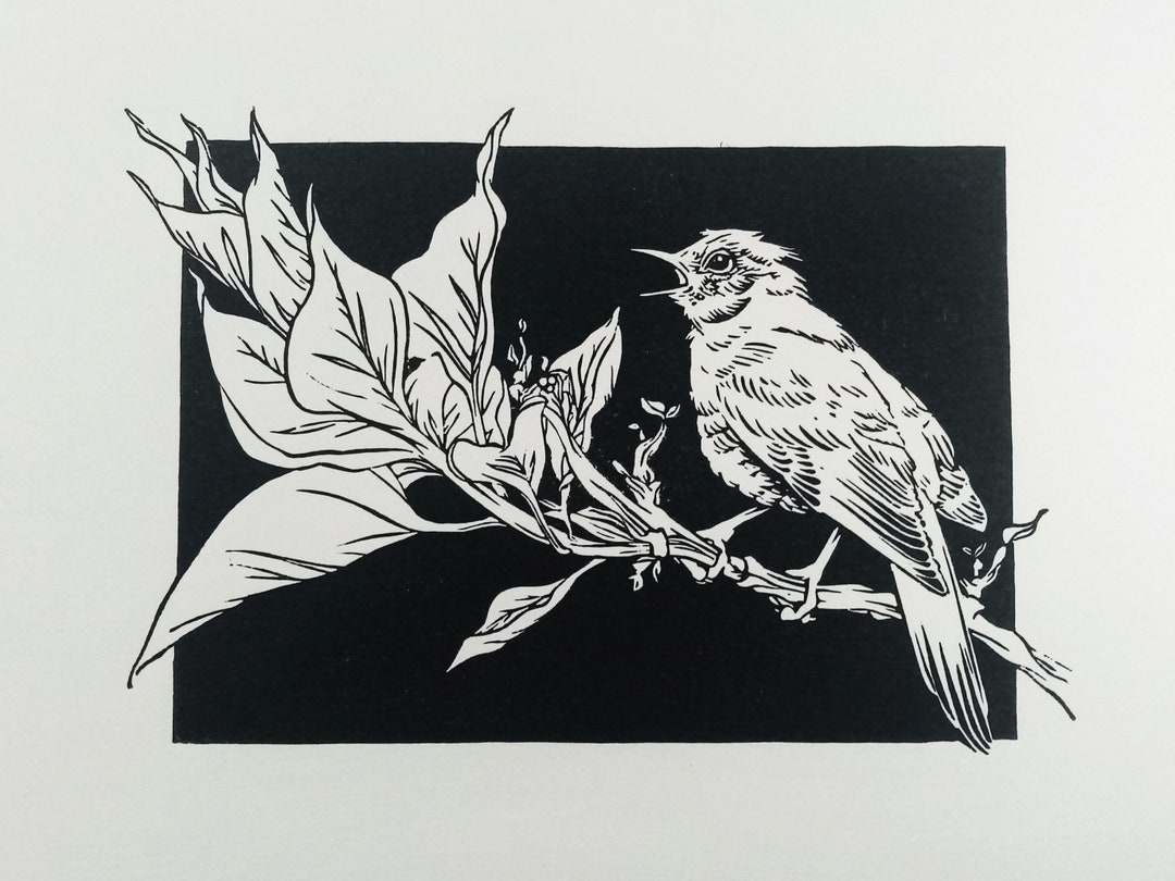 Nightingale Original Linocut Print - Etsy