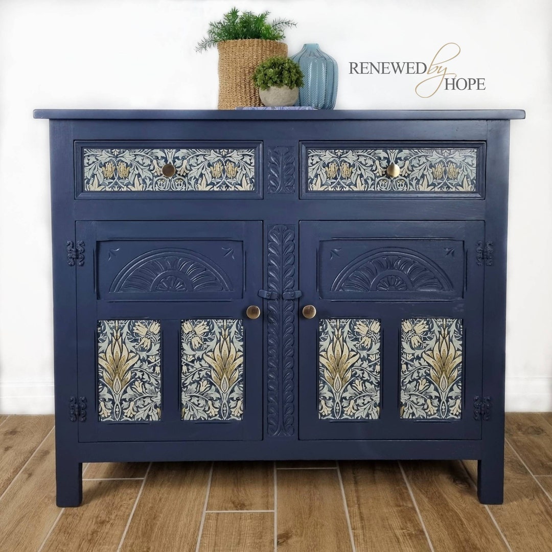 Navy Blue Sideboard, William Morris, Storage Cupboard, Priory Sideboard ...