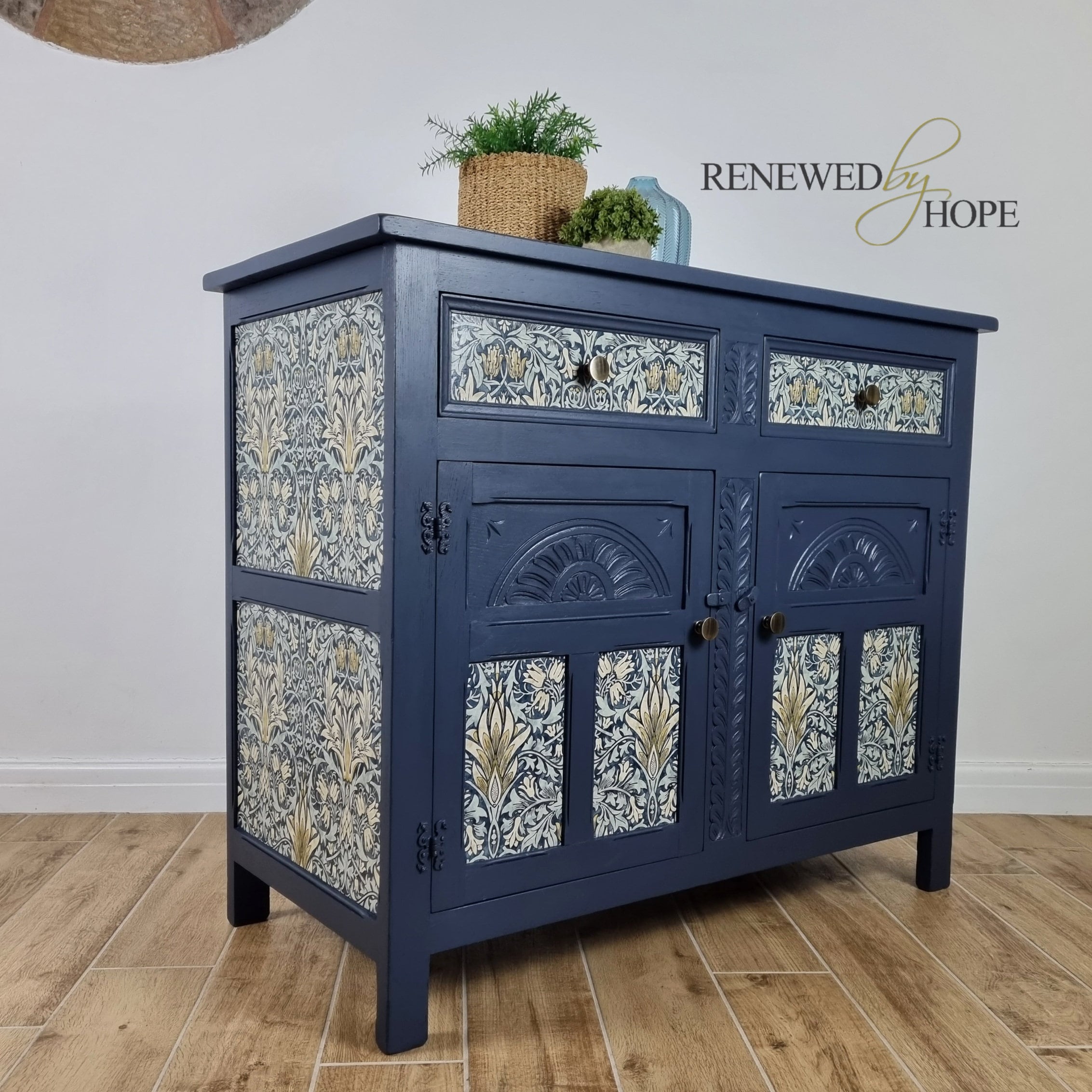 Navy Blue Sideboard, William Morris, Storage Cupboard, Priory Sideboard ...