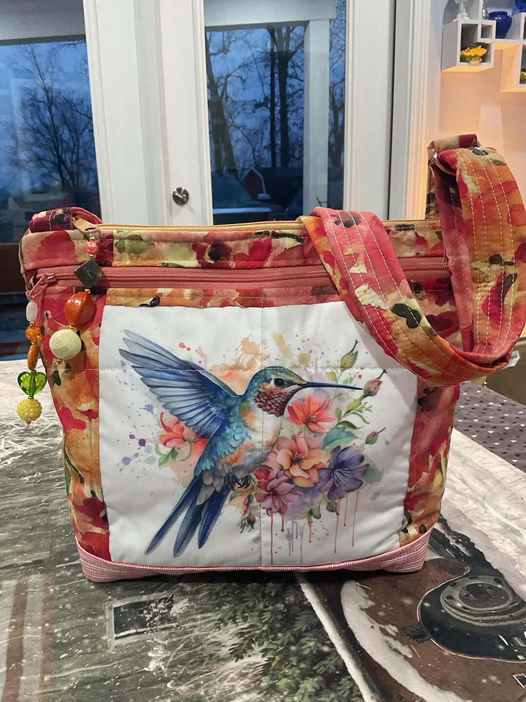 Hummingbird and Beautiful Flowers Crossbody or Shoulder Adjustable ...