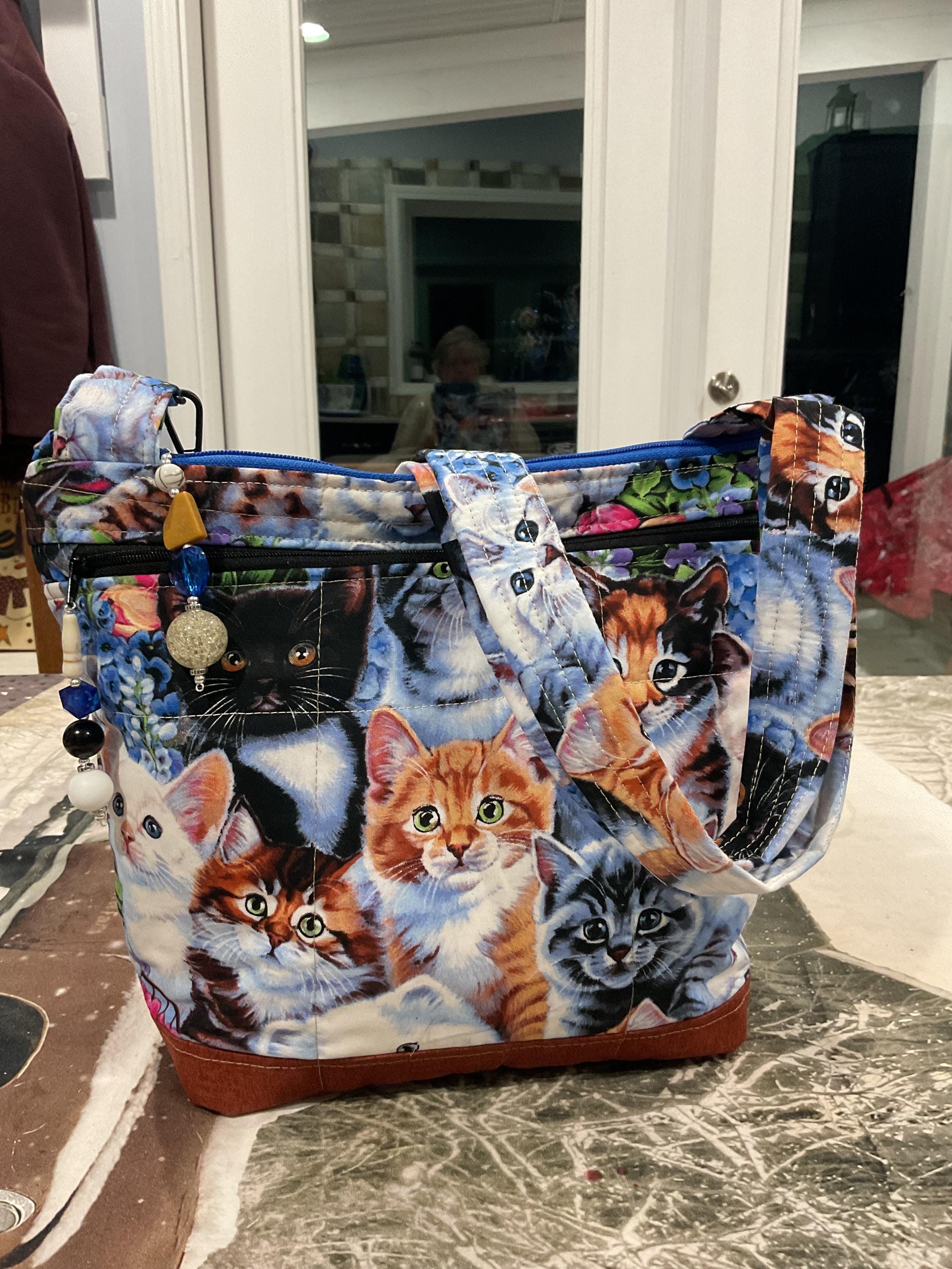 Collage of Cats and Flowers Crossbody or Shoulder Adjustable Strap ...