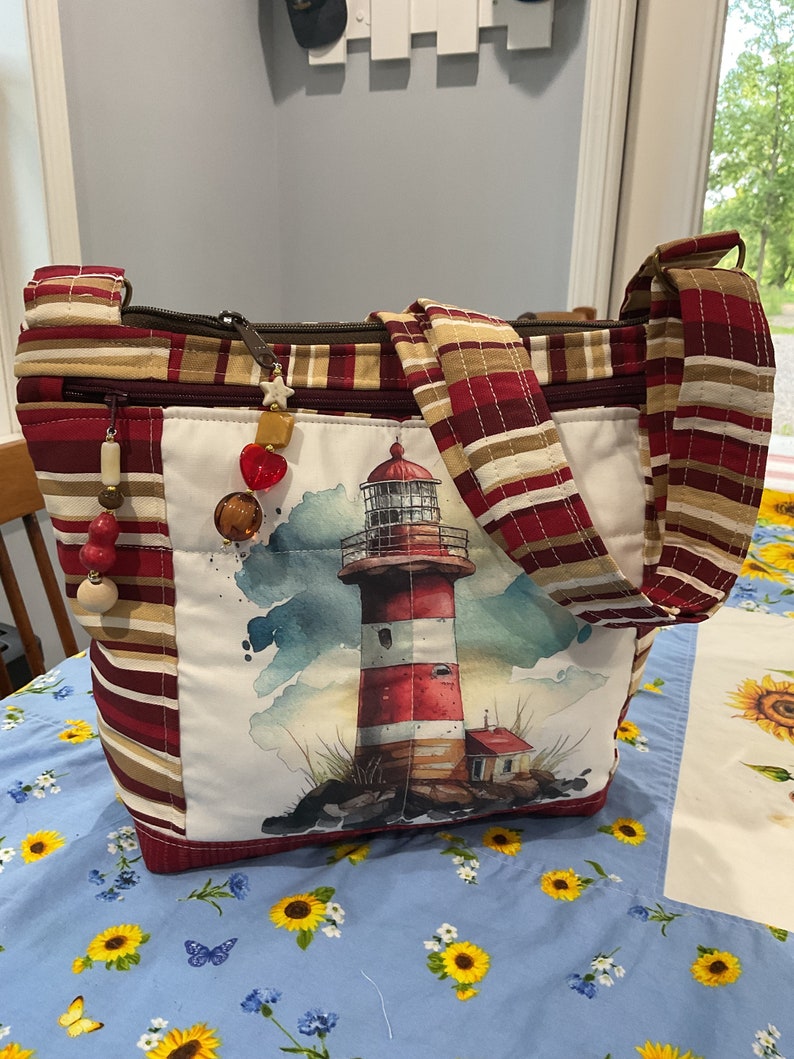 Wonderful Unusual Lighthouse Print Shoulder or Crossbody Strap Fabric ...