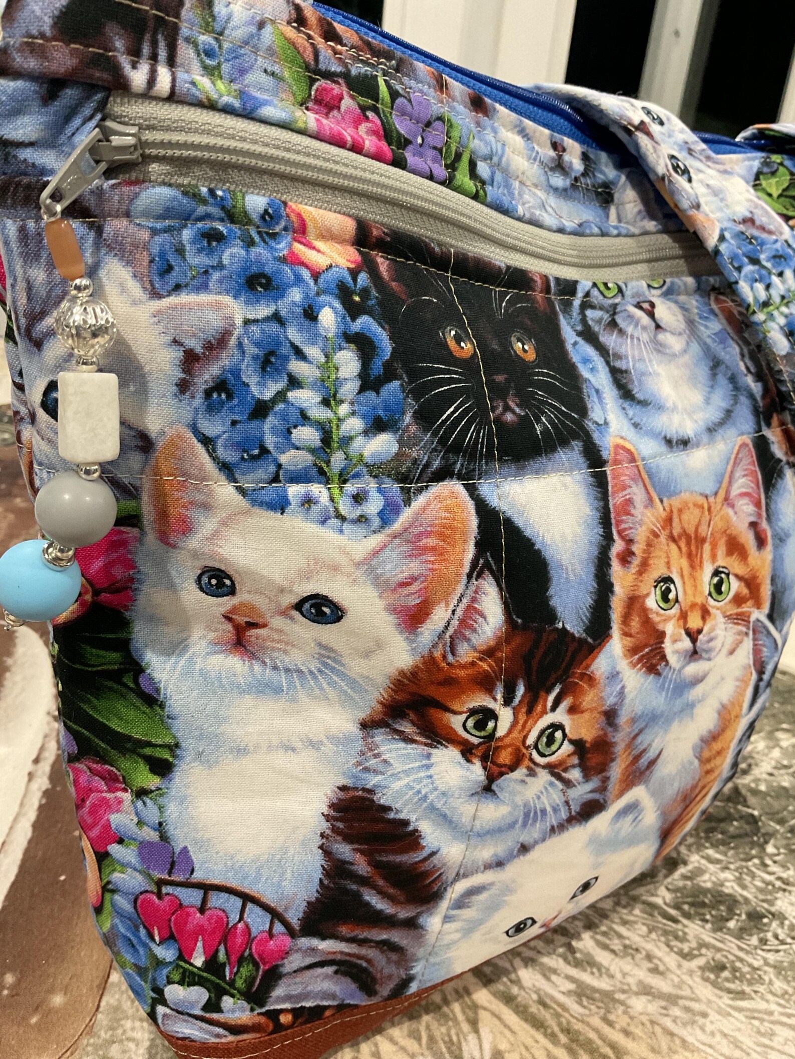 Collage of Cats and Flowers Crossbody or Shoulder Adjustable Strap ...