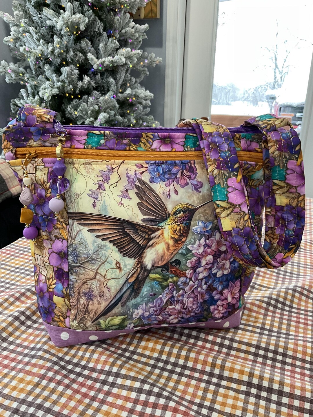 Beautiful Hummingbird and Floral Fabric Shoulder or Crossbody Strap ...