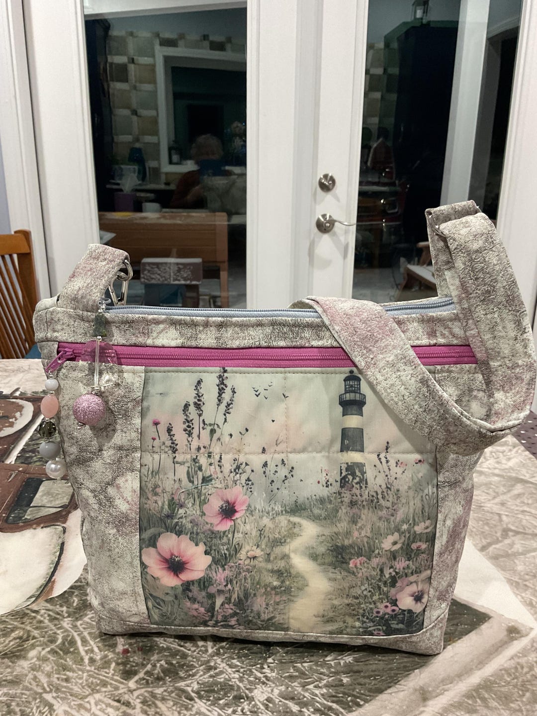 Fantastic Pastel Lighthouse Scene Water Repellent Crossbody or Shoulder ...