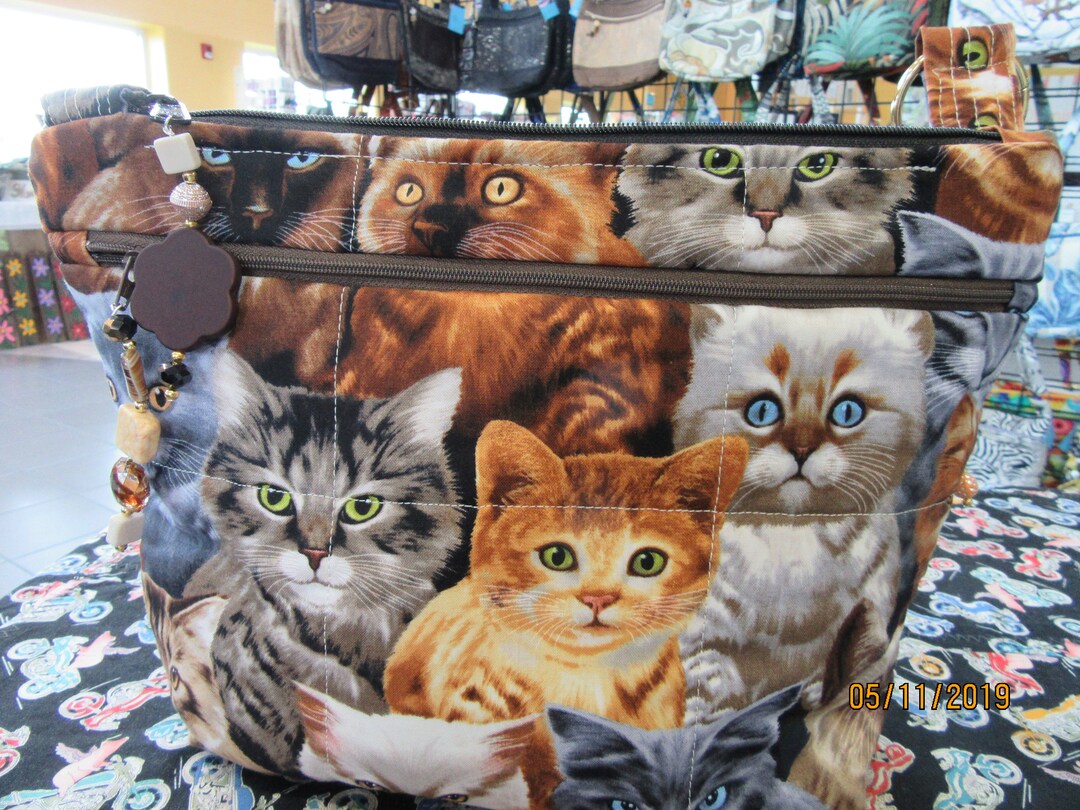 Cats Fabric Shoulder or Crossbody Strap Purse With Secured - Etsy
