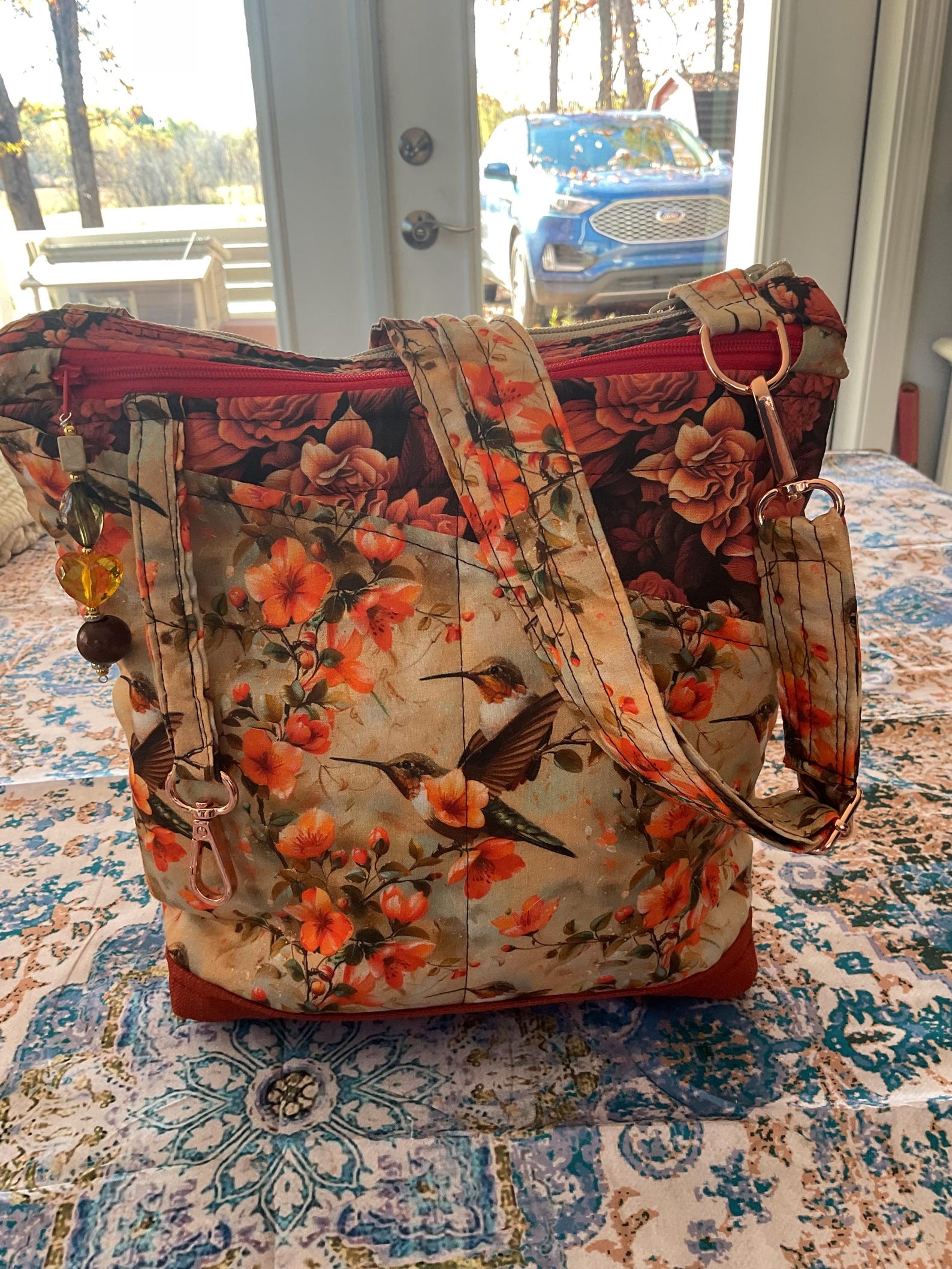 NEW STYLE Pocket and Key Fob Pretty Hummingbird and Flowers Small ...