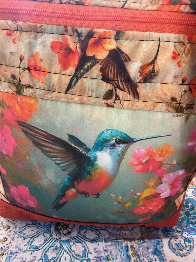 NEW STYLE Pocket and Key Fob Pretty Hummingbird and Flowers Small ...