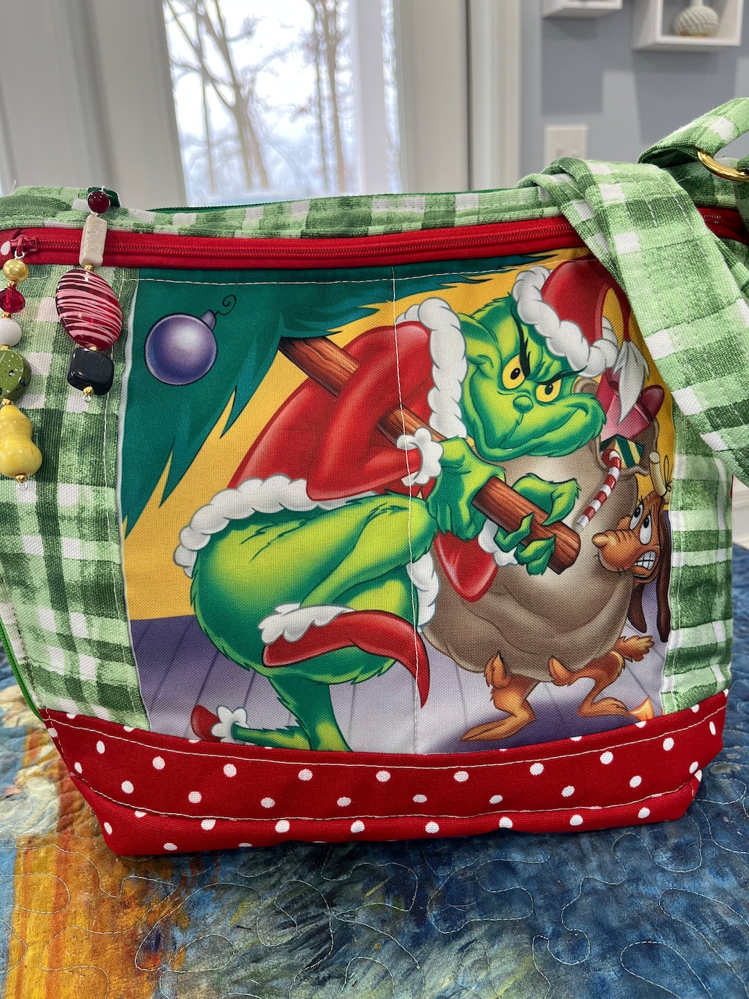 Amusing Grinch Adjustable Strap Fabric Purse With Secured - Etsy