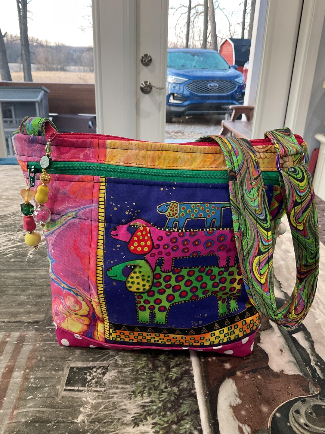 Laurel Burch Dogs Small Crossbody or Shoulder Adjustable Strap Fabric ...