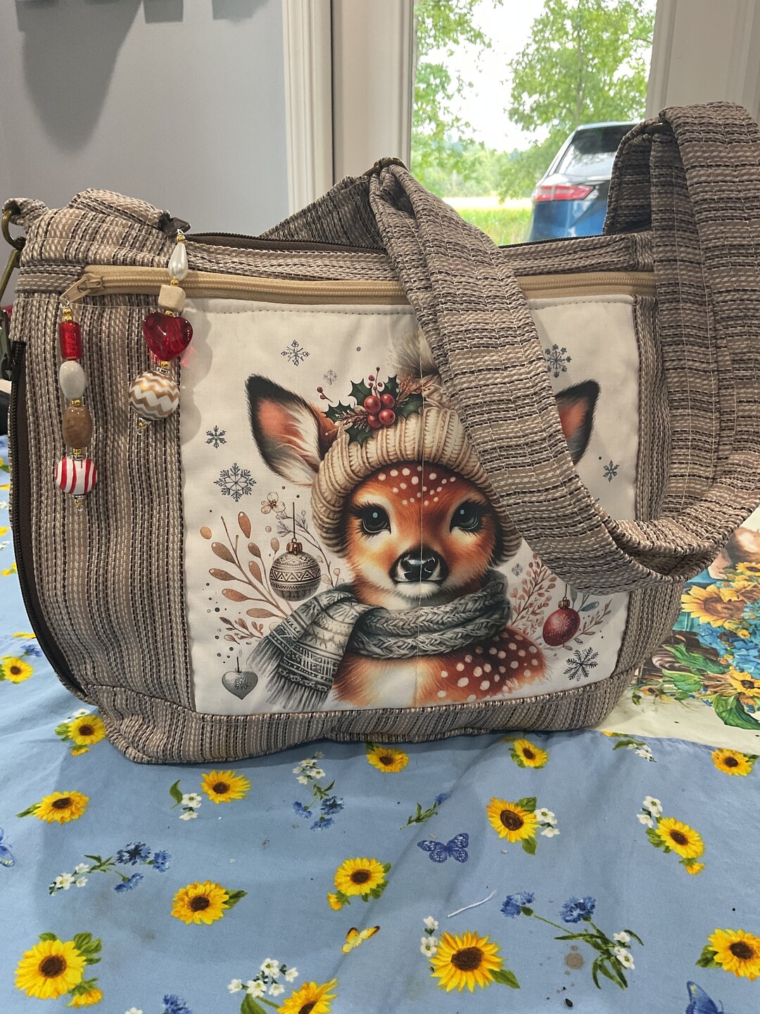 Wonderful Holiday Fawn Dressed for Winter Crossbody or Shoulder ...