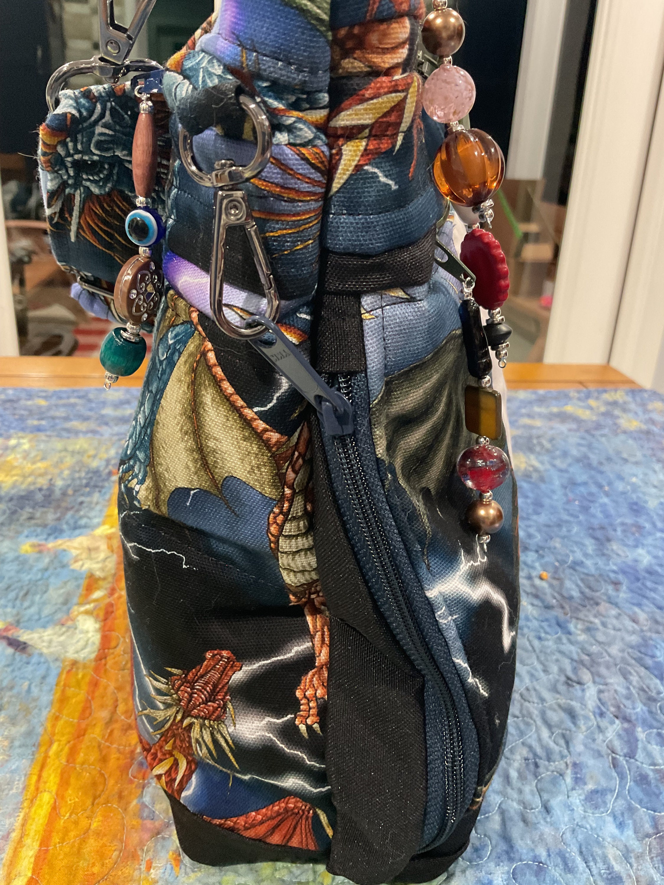 Unique Fantastical Dragon 7 Zipper Cross Body or Shoulder Strap Fabric ...