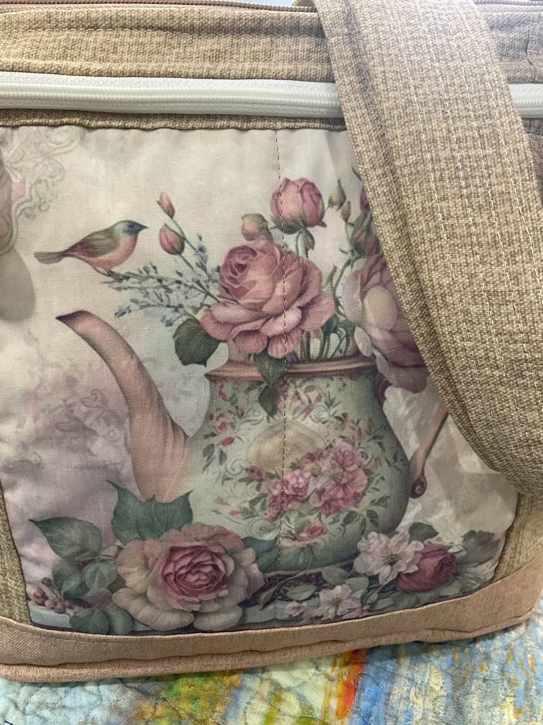 Striking Vintage Teapot and Roses Crossbody or Shoulder Adjustable ...
