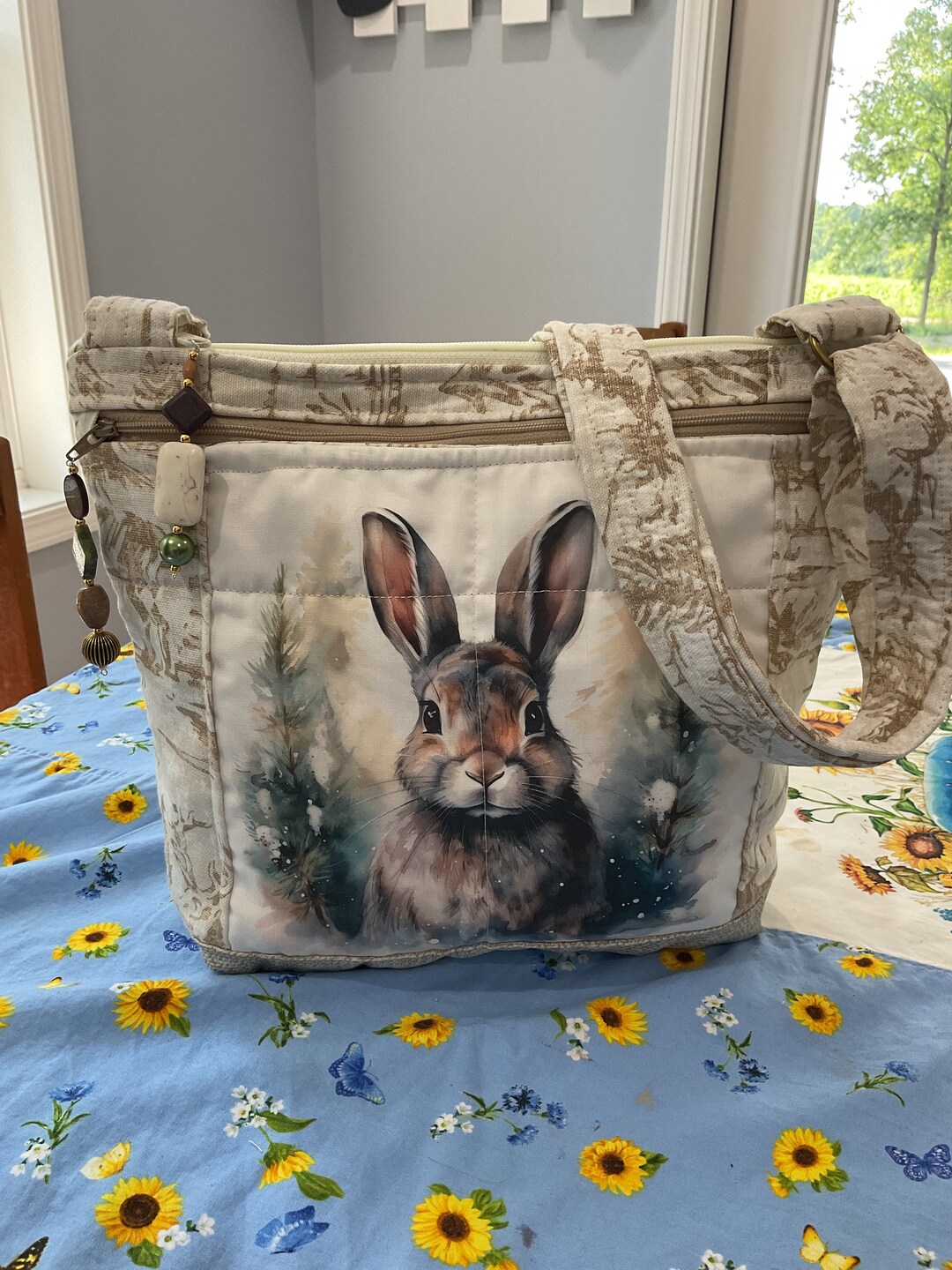 Wonderful Winter Rabbit Shoulder or Crossbody Strap Fabric Purse 100% ...