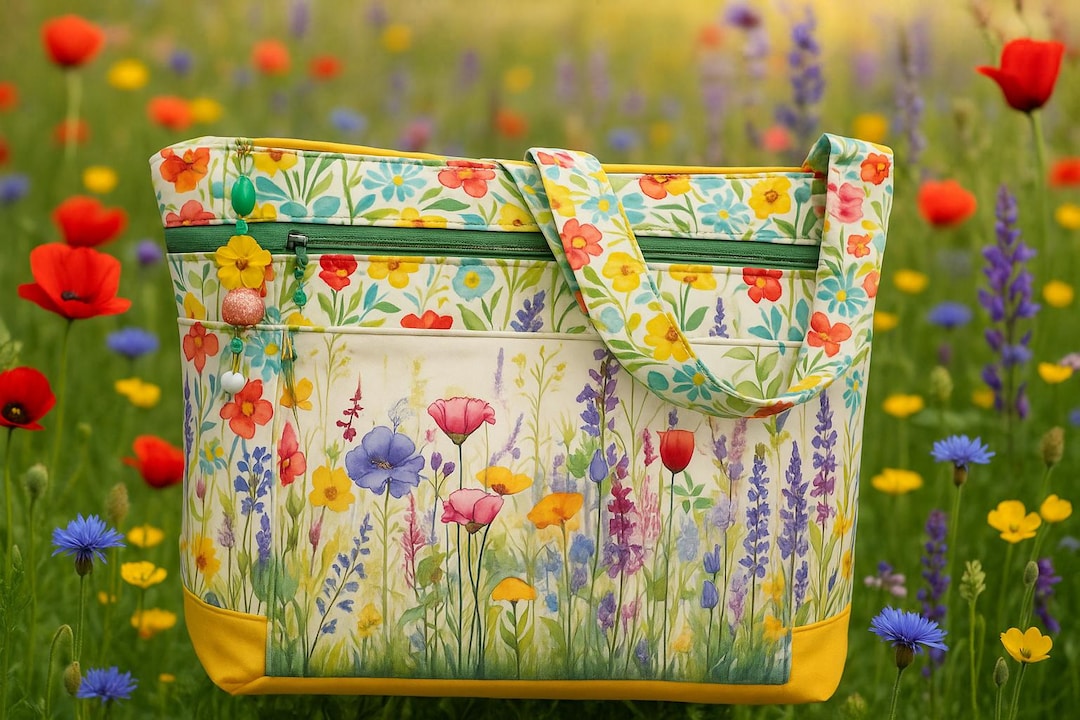 Beautiful Spring Wildflowers 7 Zipper Adjustable Strap Fabric Purse ...