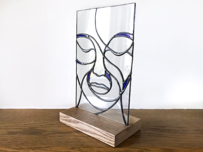 Stained Glass Face Abstract Female Minimalist Woman's | Etsy
