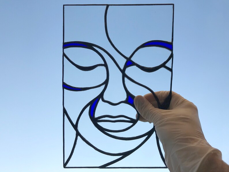 Stained Glass Face Abstract Female Minimalist Woman's | Etsy