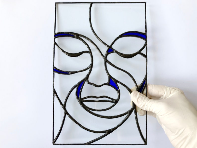 Stained Glass Face Abstract Female Minimalist Woman's | Etsy