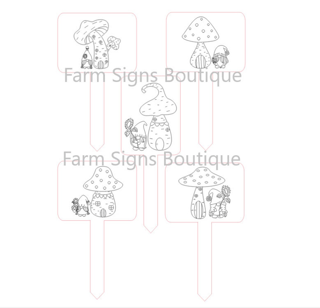 Gardening SVG, Plant Stake SVG Gnome Set 1, House Plant Marker File ...