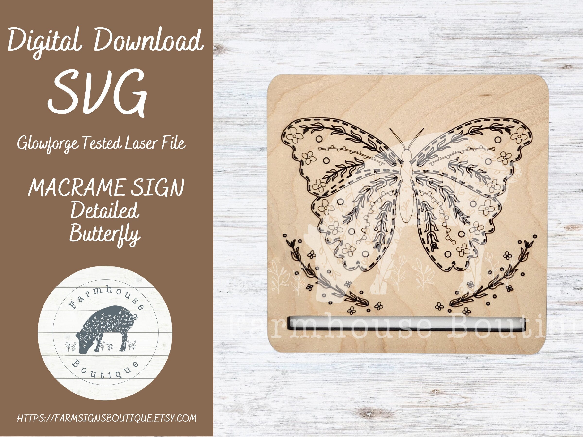 Butterfly SVG, Macrame SVG Butterfly Sign for Laser Cutter, Macrame ...