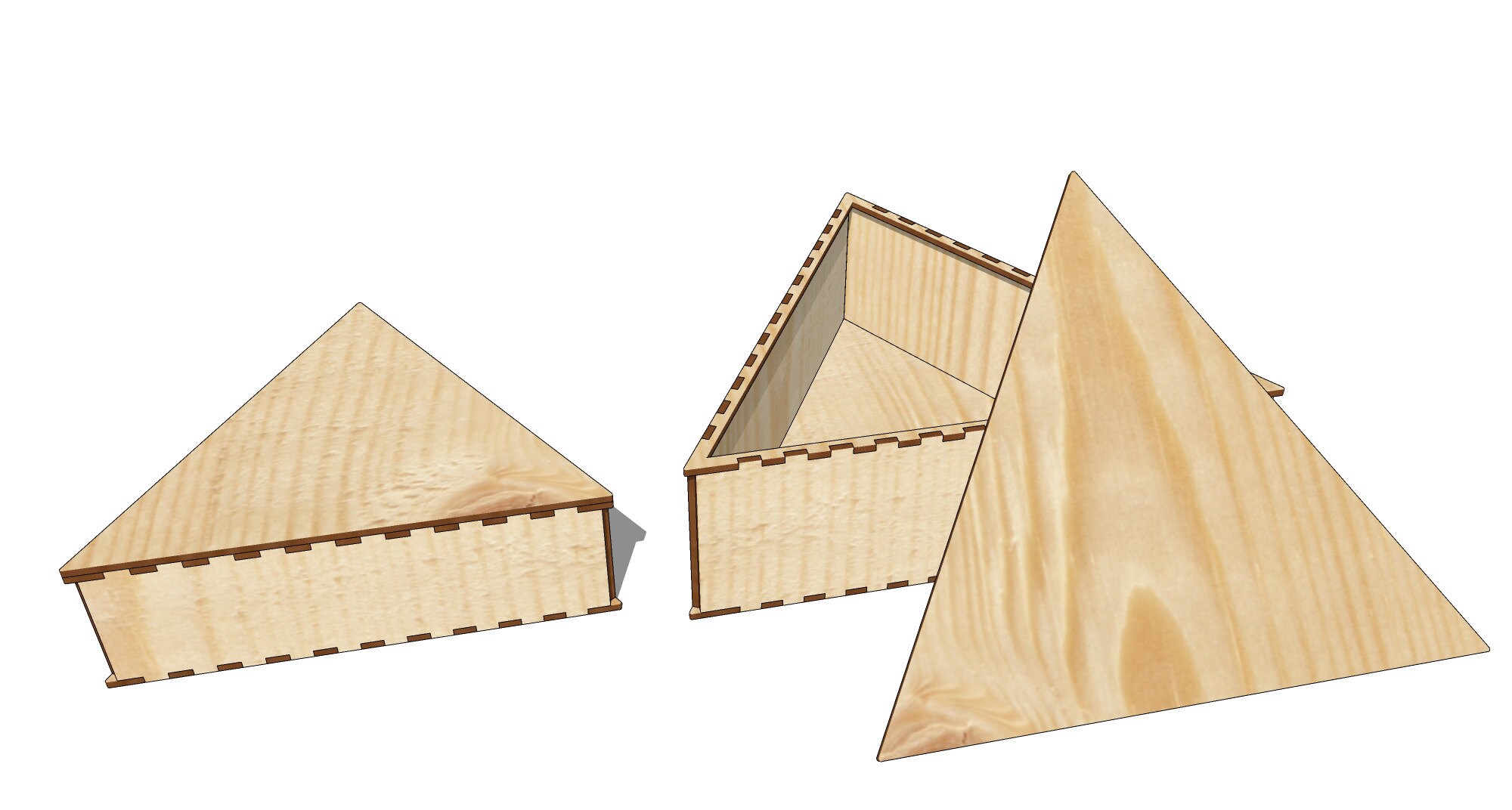 Lasercut file Triangle wooden Box. Vector DXF files for laser | Etsy
