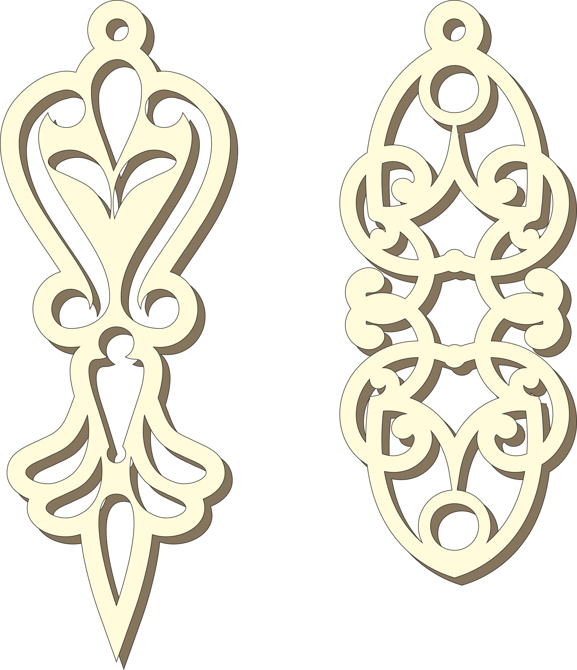 Earring pendant DXF file. Vector files for laser cutting | Etsy