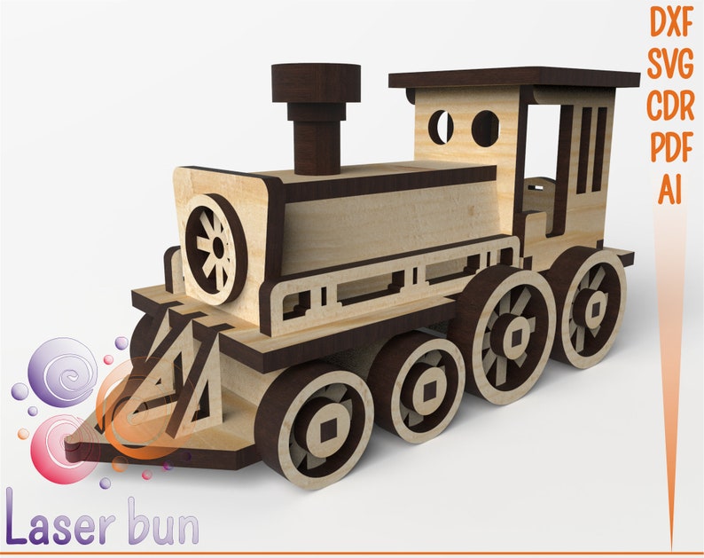Laser files Wooden Toy Steam Train. DXF file for laser cutting | Etsy