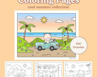 Summer Vibes Coloring Pages: Kawaii Printable Coloring Sheets for ...