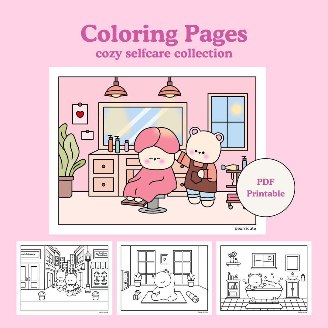 Cozy Self Care Coloring Pages Cozy Girly Days Coloring Pages Cute Girls ...