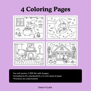 Cute Spooky Halloween Coloring Pages - Kawaii Coloring Sheets - Cozy ...