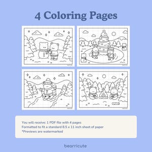Cozy Winter Wonderland Christmas Coloring Pages - Kawaii Cozy Holiday ...